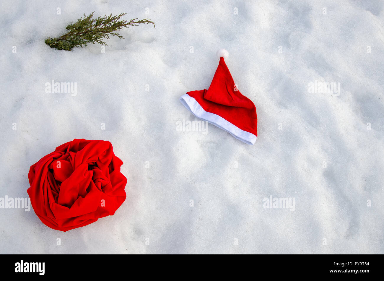 Traditional Christmas symbols on the snow Stock Photo - Alamy