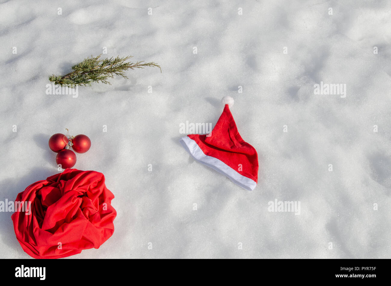 Traditional Christmas symbols on the snow Stock Photo - Alamy