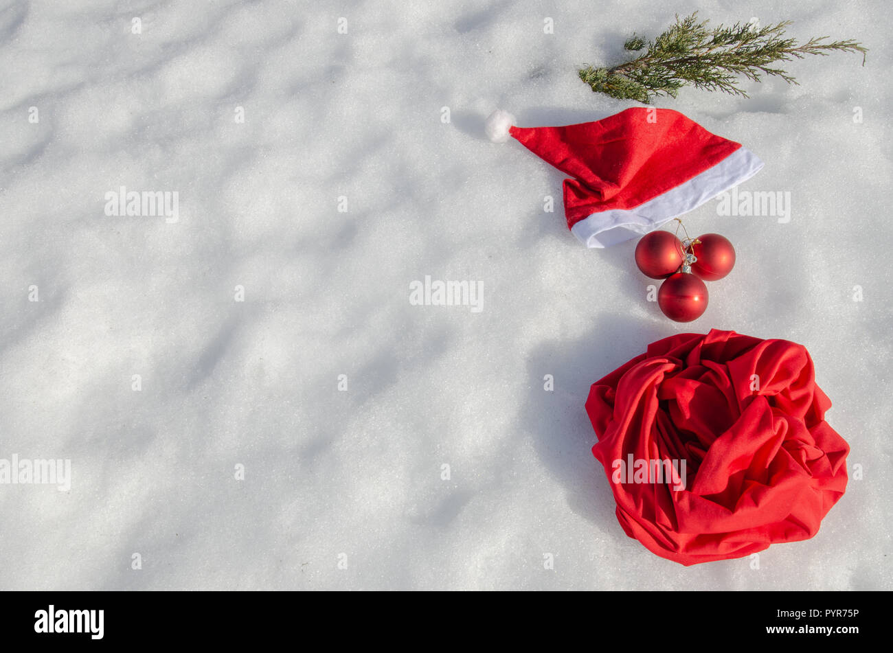 Traditional Christmas symbols on the snow Stock Photo - Alamy