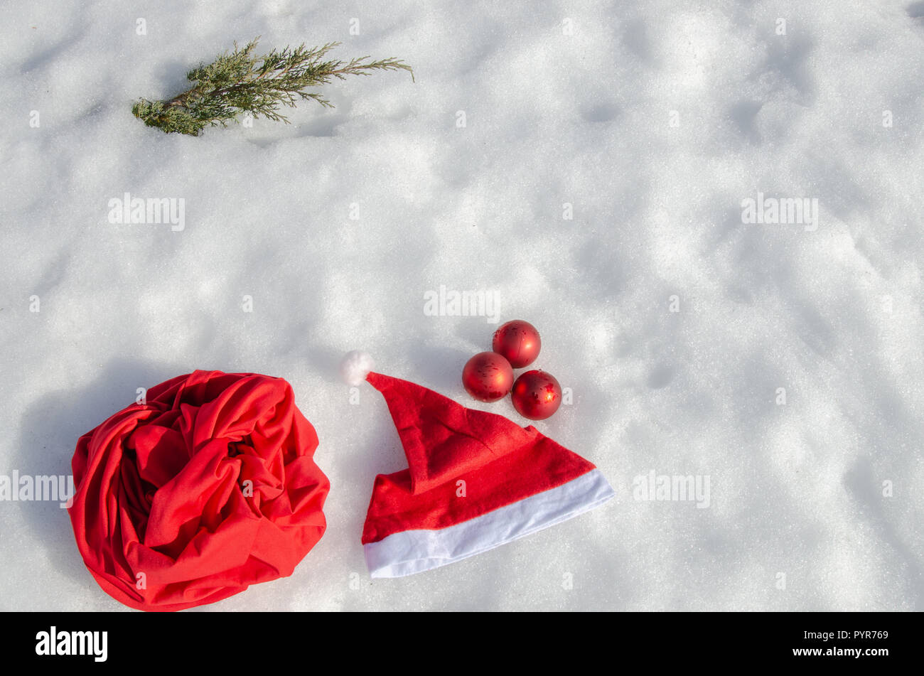 Traditional Christmas symbols on the snow Stock Photo - Alamy