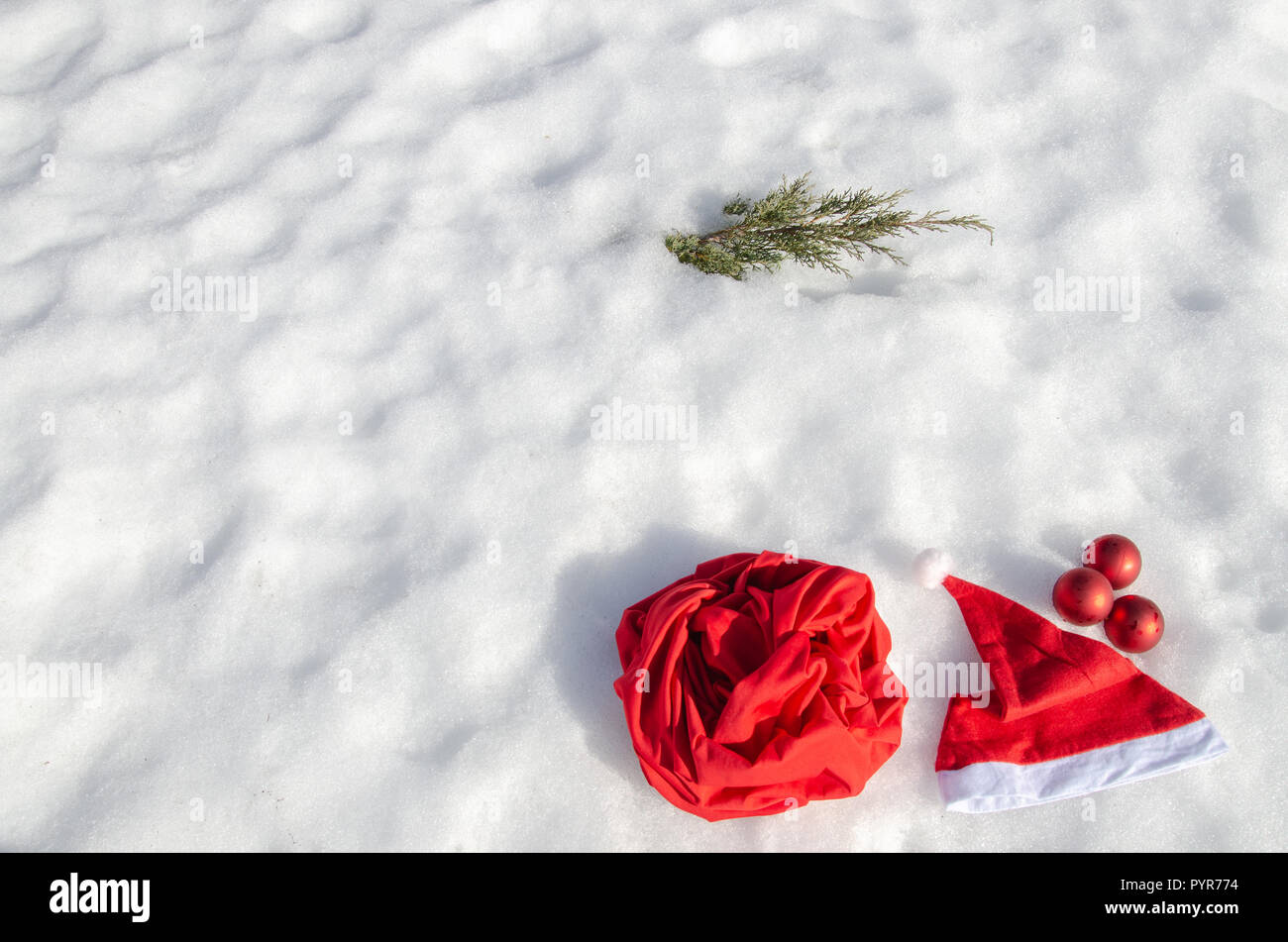 Traditional Christmas symbols on the snow Stock Photo - Alamy
