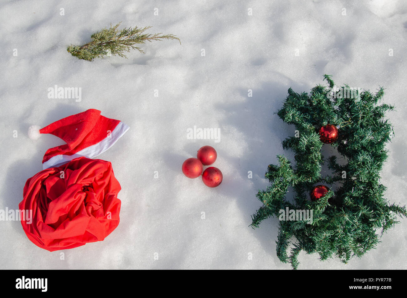 Traditional Christmas symbols on the snow Stock Photo - Alamy