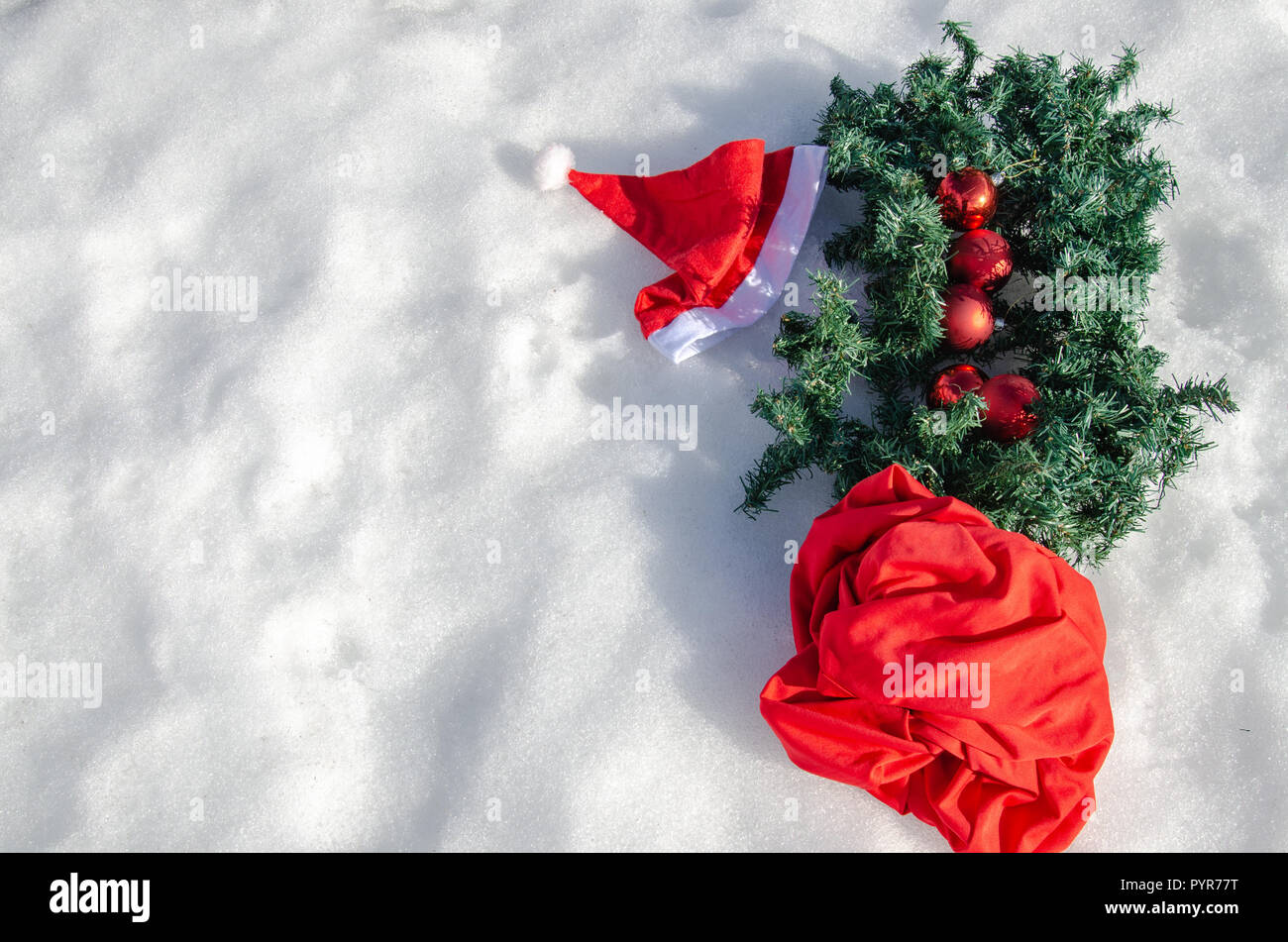 Traditional Christmas symbols on the snow Stock Photo - Alamy