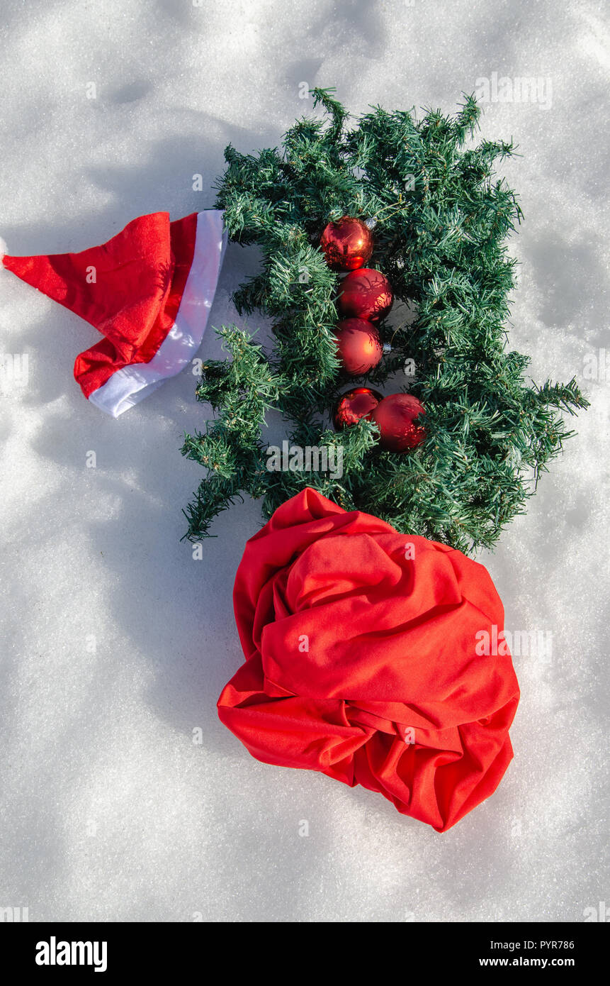 Traditional Christmas symbols on the snow Stock Photo - Alamy