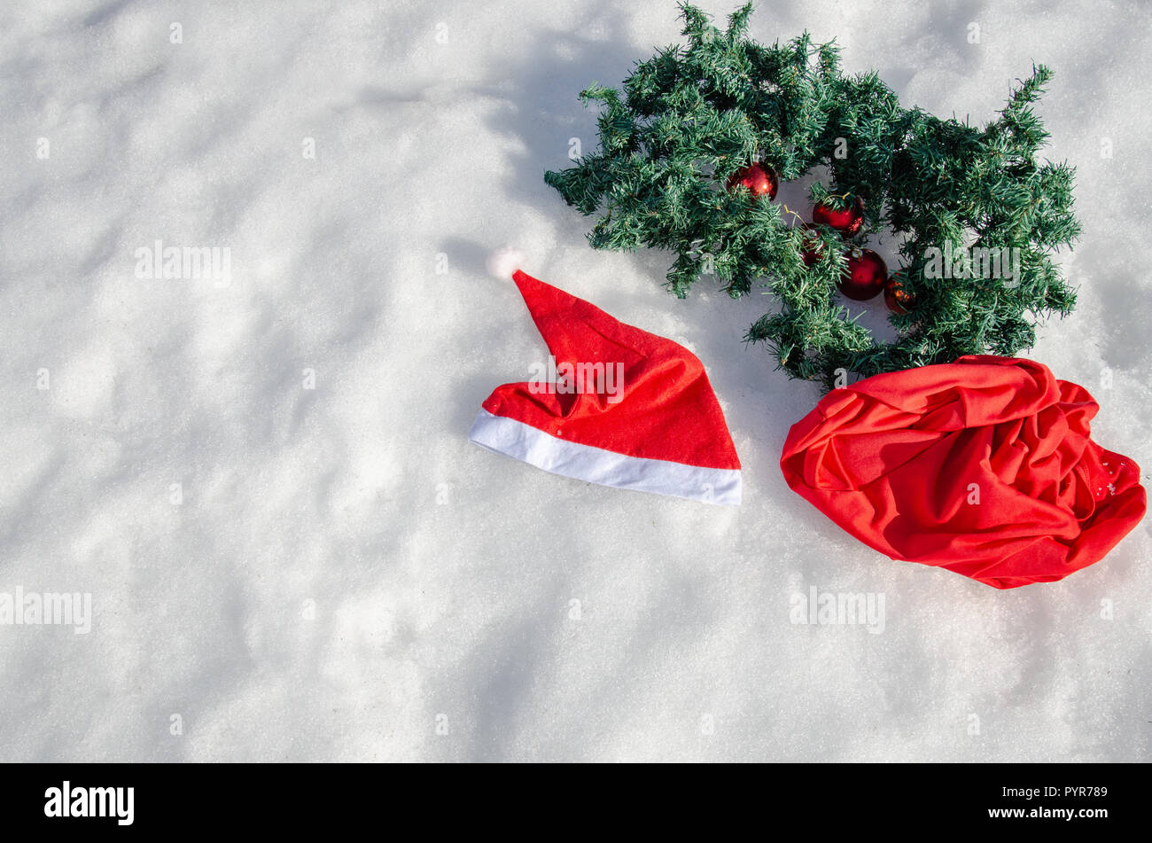 Traditional Christmas symbols on the snow Stock Photo - Alamy