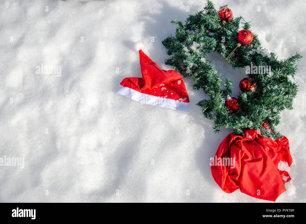 Traditional Christmas symbols on the snow Stock Photo - Alamy