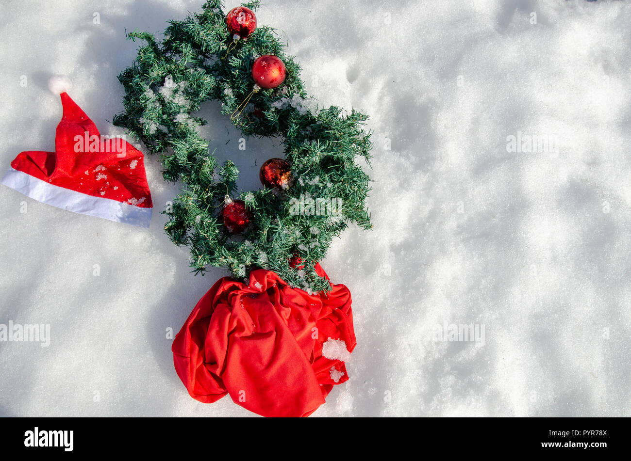 Traditional Christmas symbols on the snow Stock Photo - Alamy