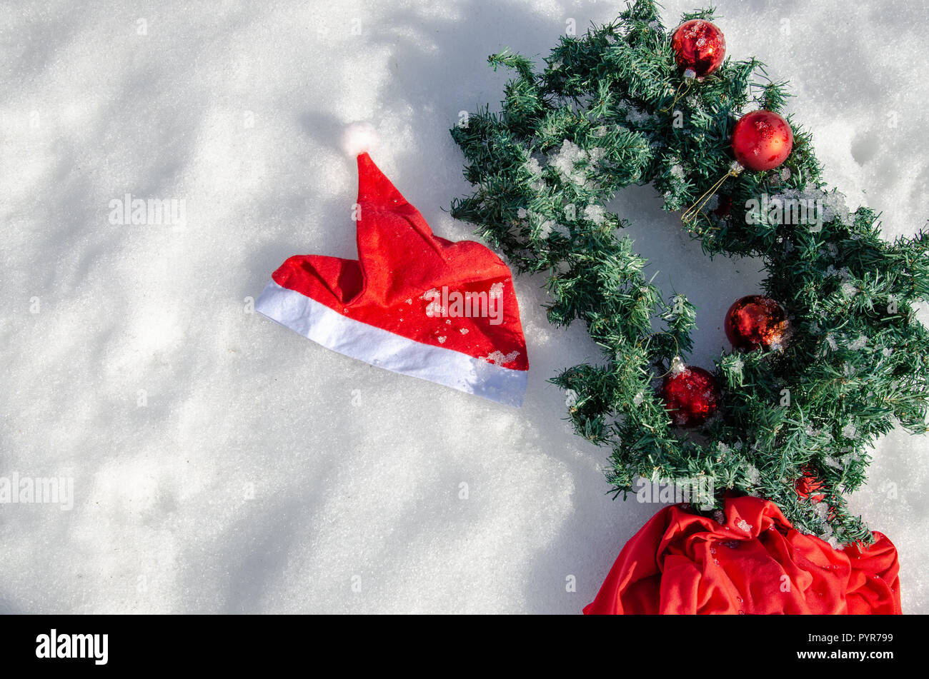 Traditional Christmas symbols on the snow Stock Photo - Alamy