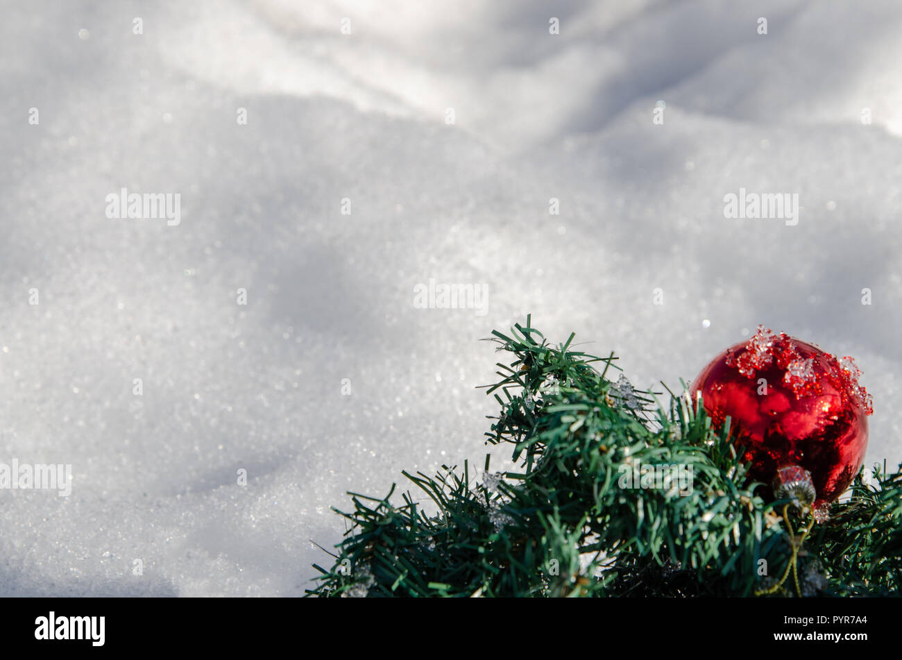 Traditional Christmas symbols on the snow Stock Photo - Alamy