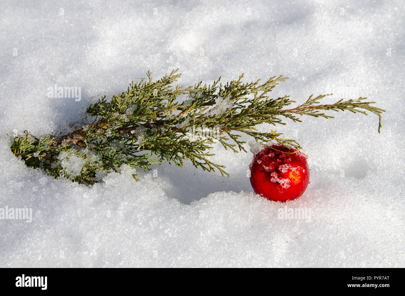 Traditional Christmas symbols on the snow Stock Photo - Alamy