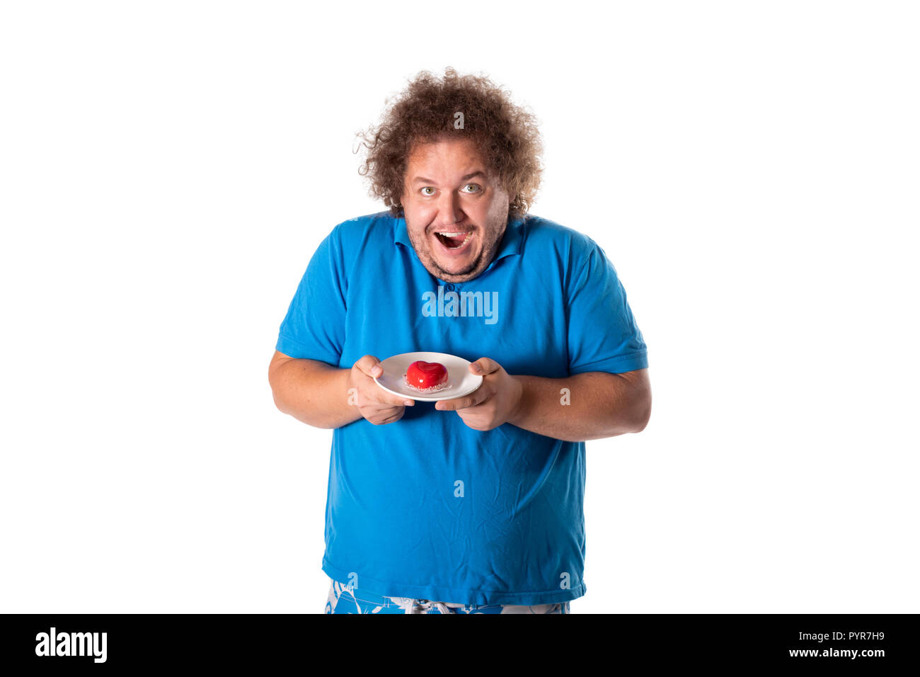 Funny fat man with balloons. Happy birthday. Joy and fun Stock Photo ...