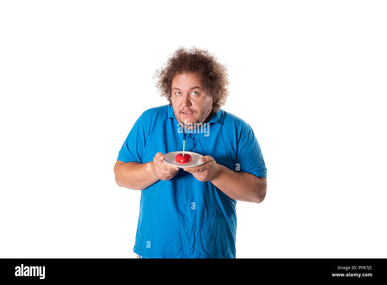 Funny fat man with balloons. Happy birthday. Joy and fun Stock Photo ...