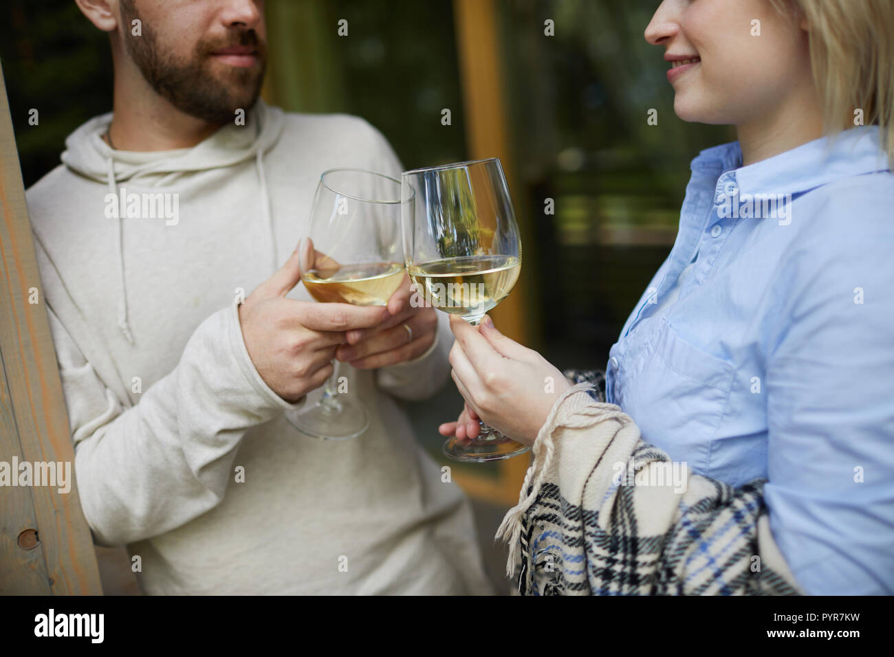 Couple Clinking Wine Glasses Stock Photo - Alamy