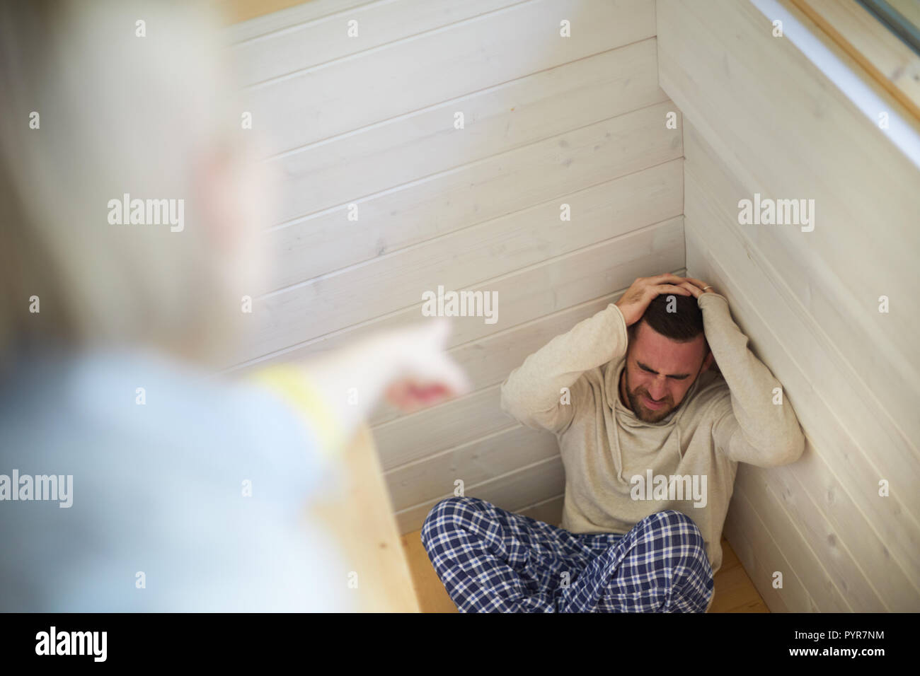 Man Under Pressure At Home Stock Photo - Alamy