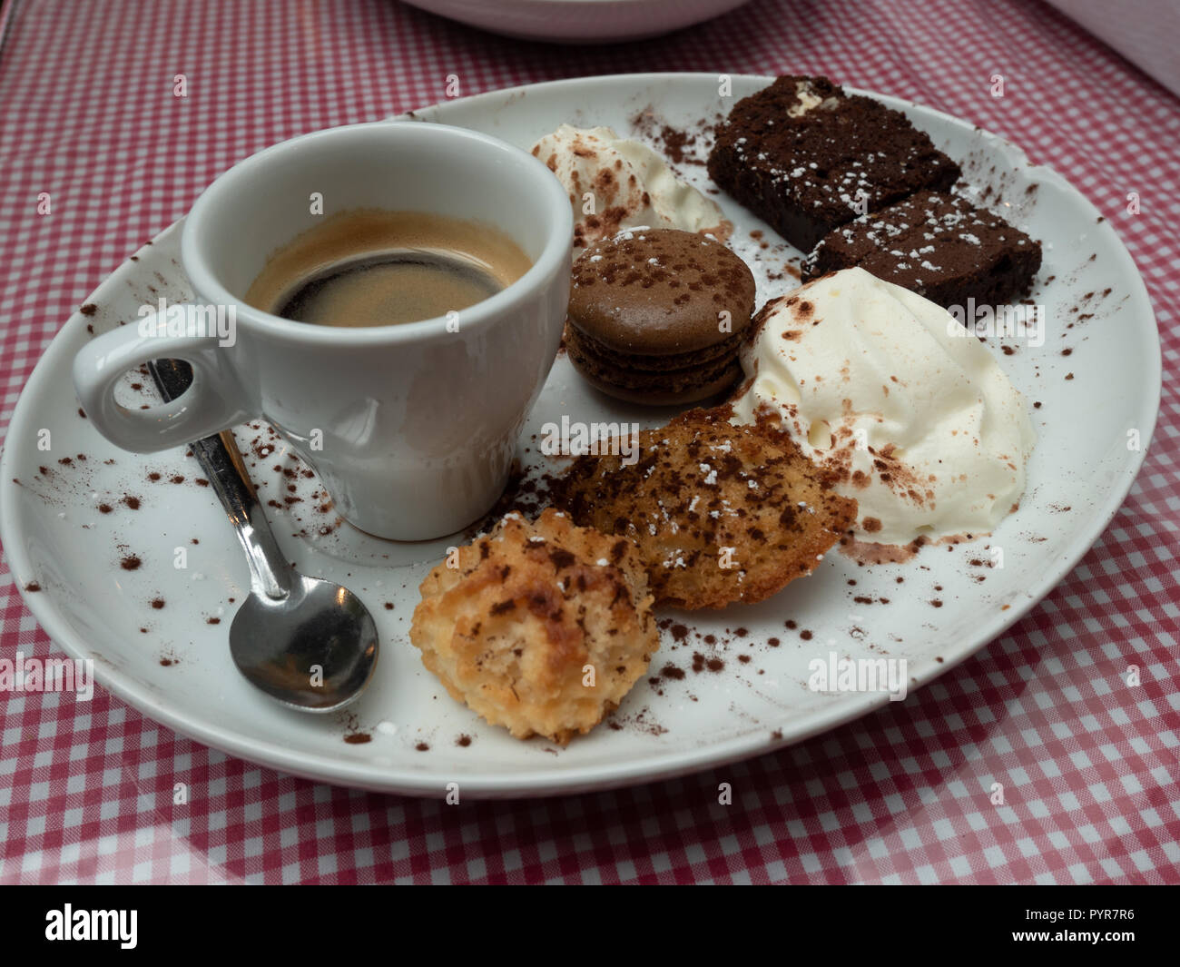 View of Expresso Coffee and Sweet Pastries Stock Photo - Alamy