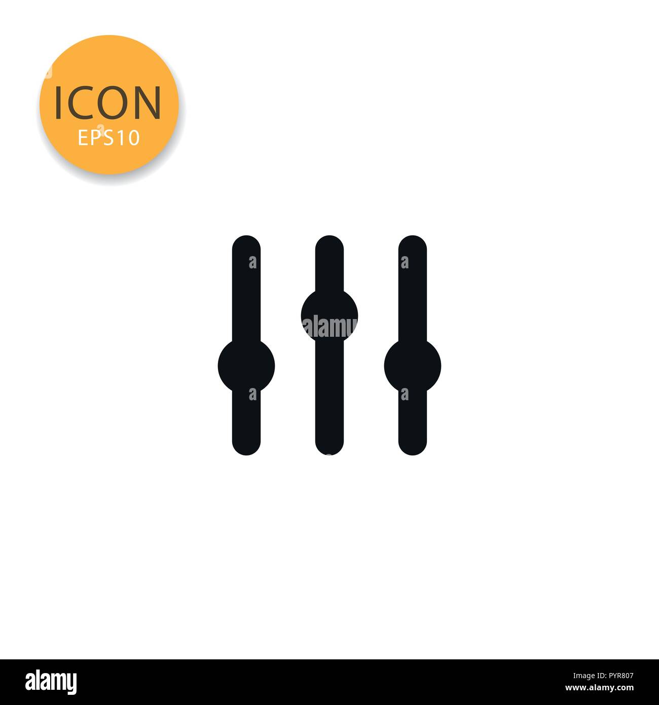 Setting control adjustment icon flat style in black color vector ...