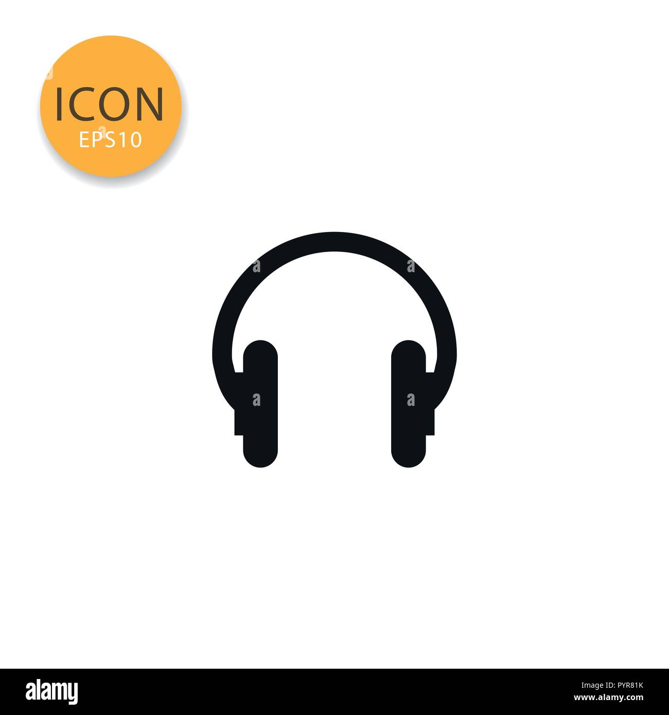 Headphone icon flat style in black color vector illustration on white ...