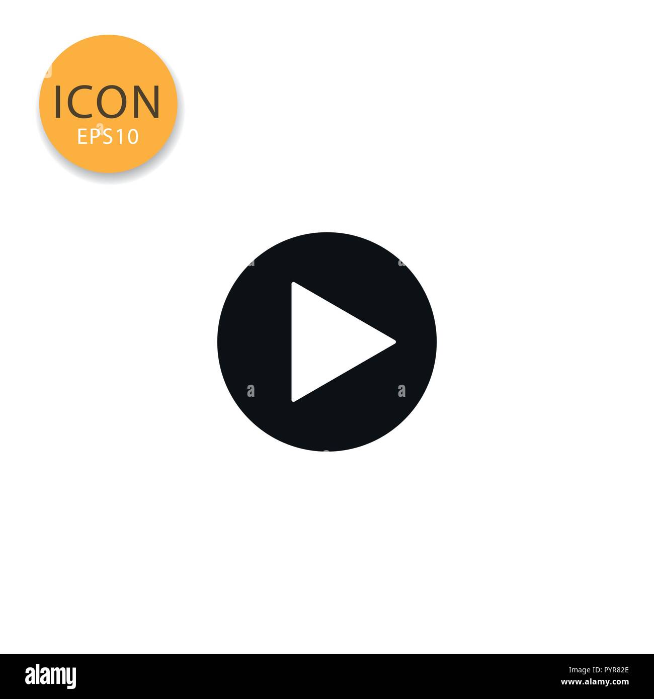 Play icon flat style in black color vector illustration on white ...