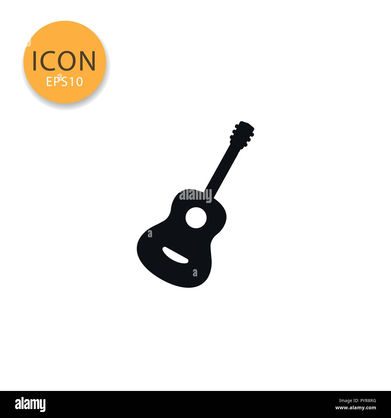 Guitar icon flat style in black color vector illustration on white ...