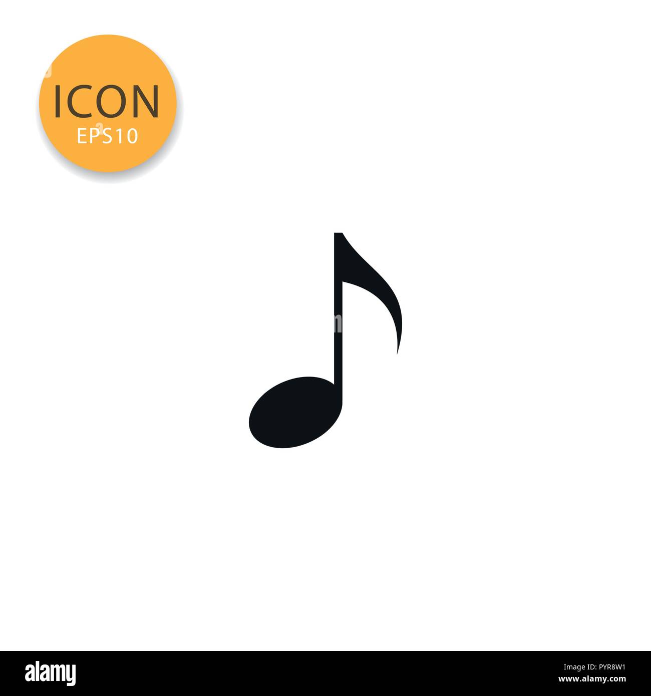 Music note icon flat style in black color vector illustration on white ...