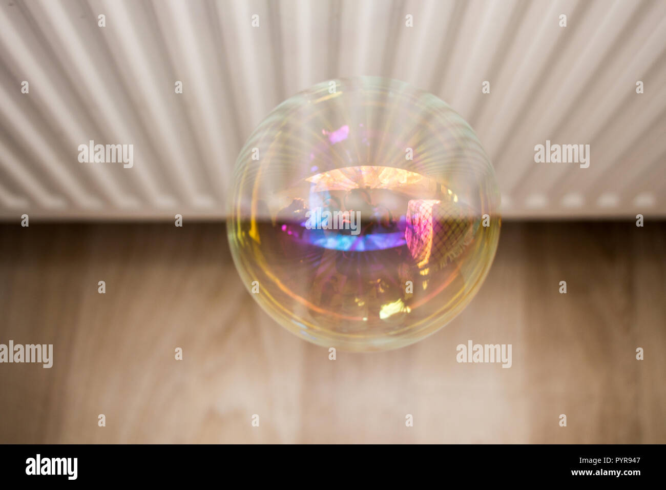 Blown single soap bubble in the air Stock Photo - Alamy