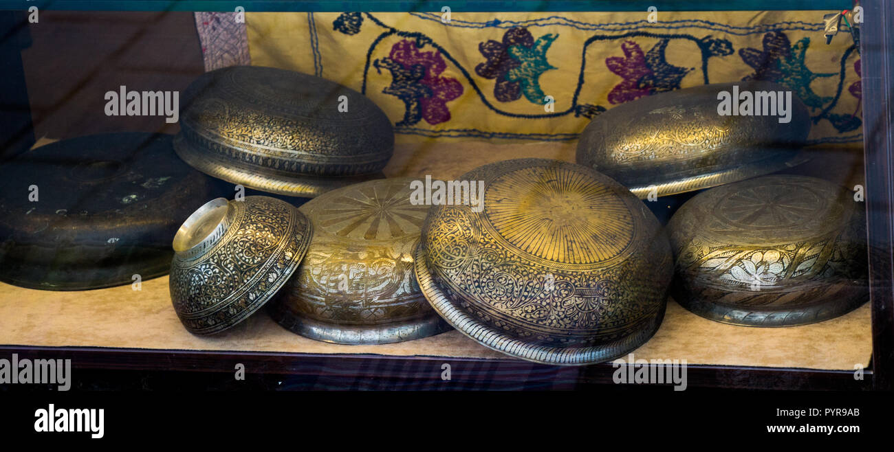 Taditional Turkish metal plates in the view Stock Photo - Alamy