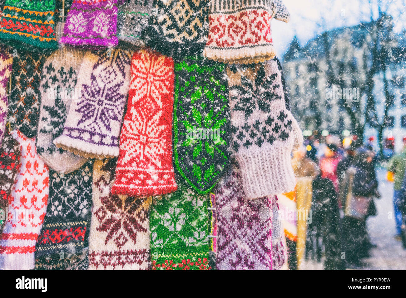 Mittens with national patterns in Latvia Stock Photo - Alamy
