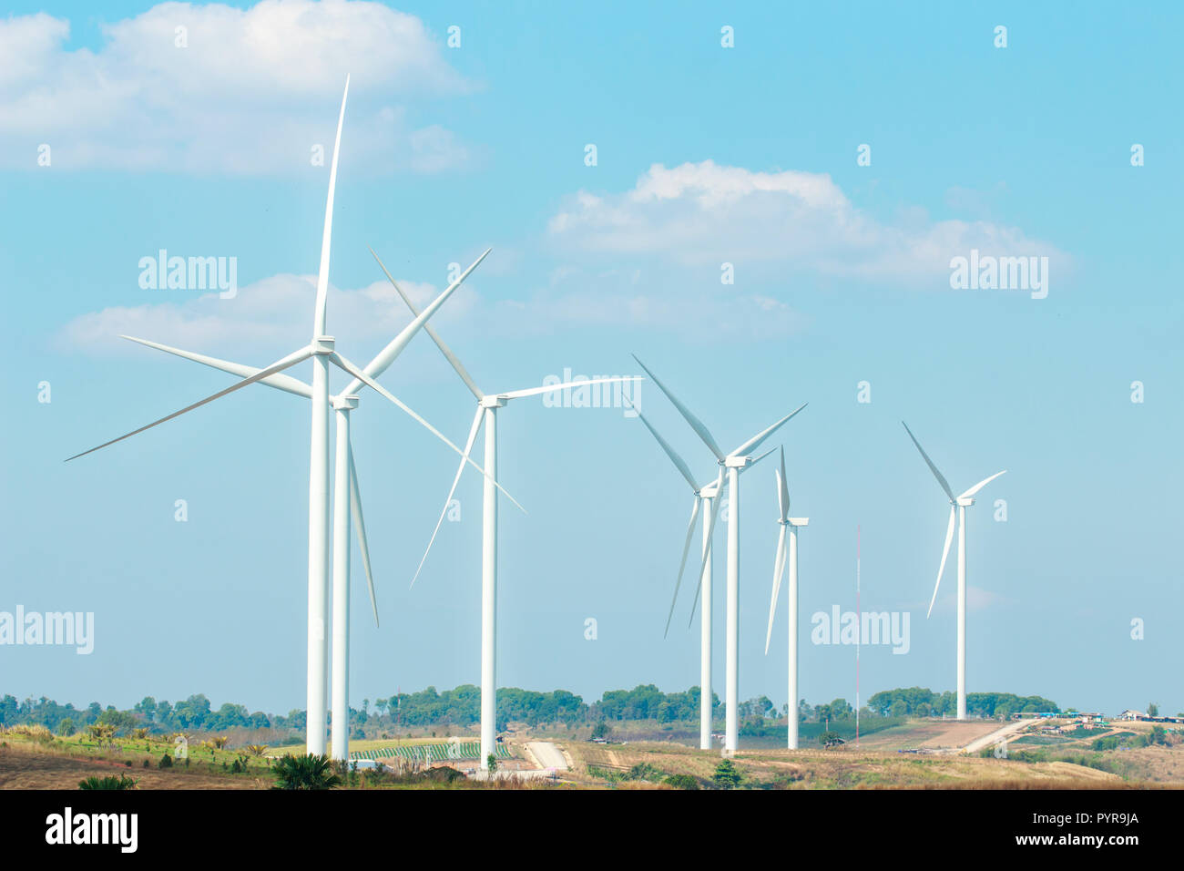 Wind turbine in the khao kho park, Phetchabun, Thailand. wind power ...