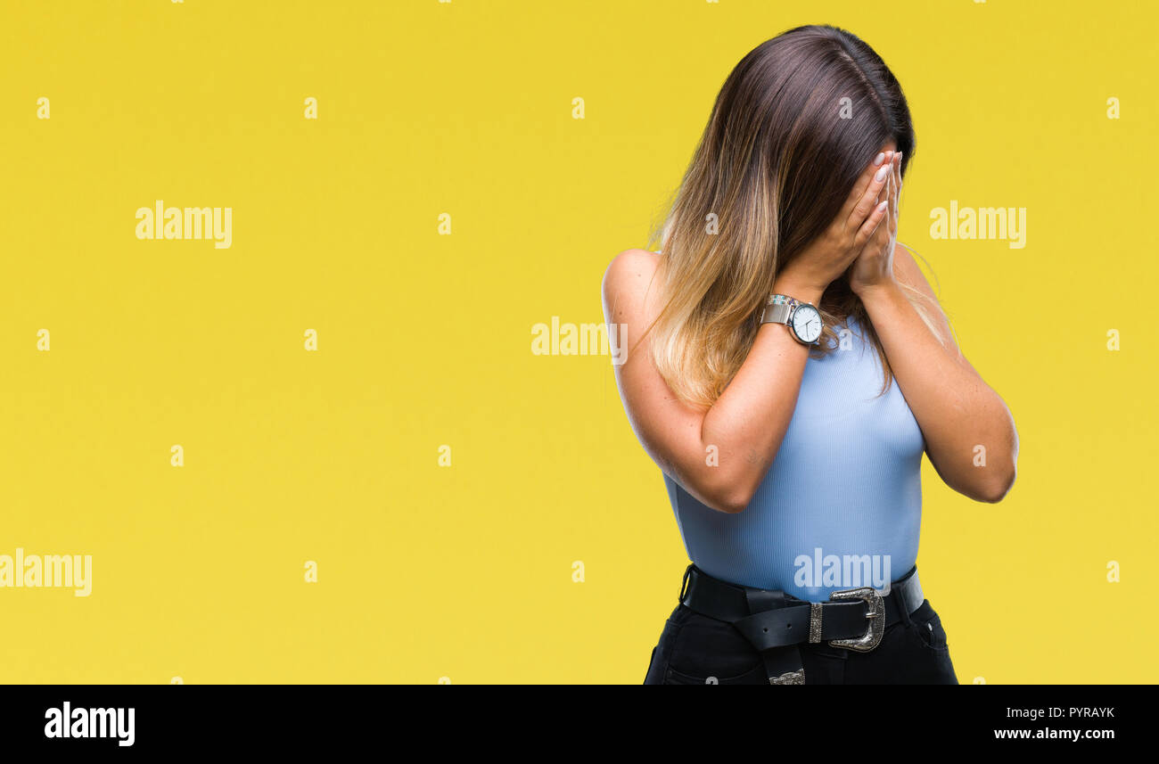 Young beautiful elegant business woman over isolated background with ...