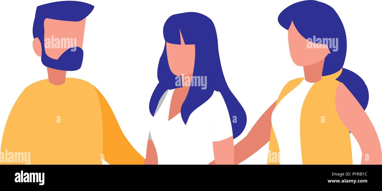 group of young people modeling characters vector illustration design ...