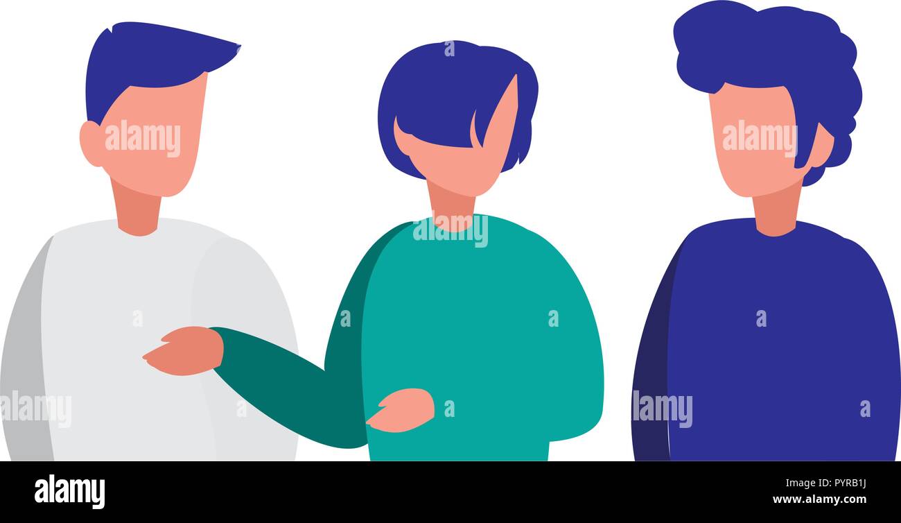 young men group modeling characters vector illustration design Stock ...