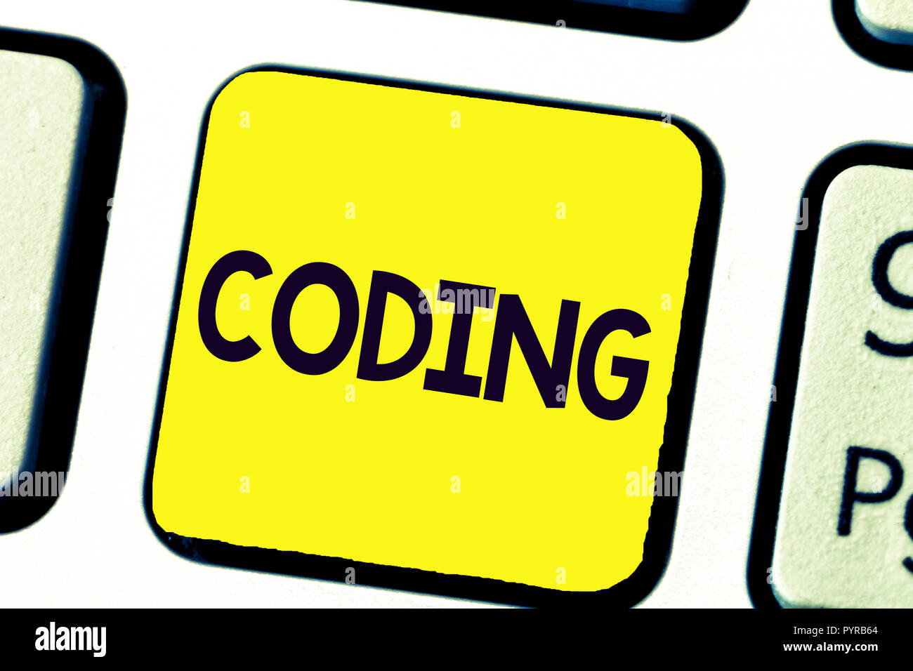 Handwriting text writing Coding. Concept meaning assigning code to something for classification ...