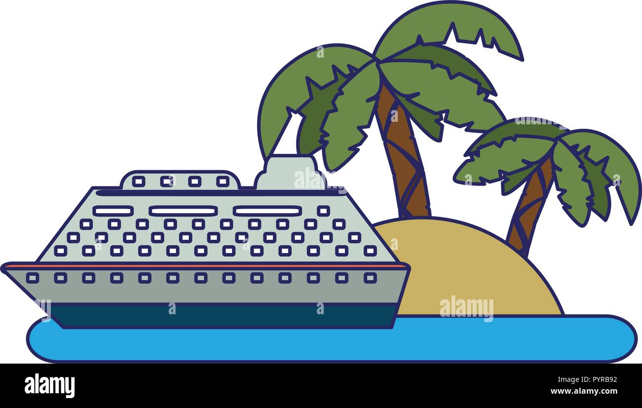 Cruiser on island cartoon vector illustration graphic design Stock ...