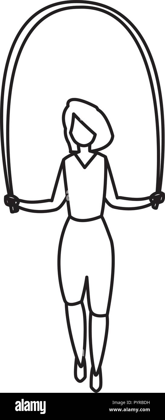 young woman jumping rope vector illustration design Stock Vector Image ...