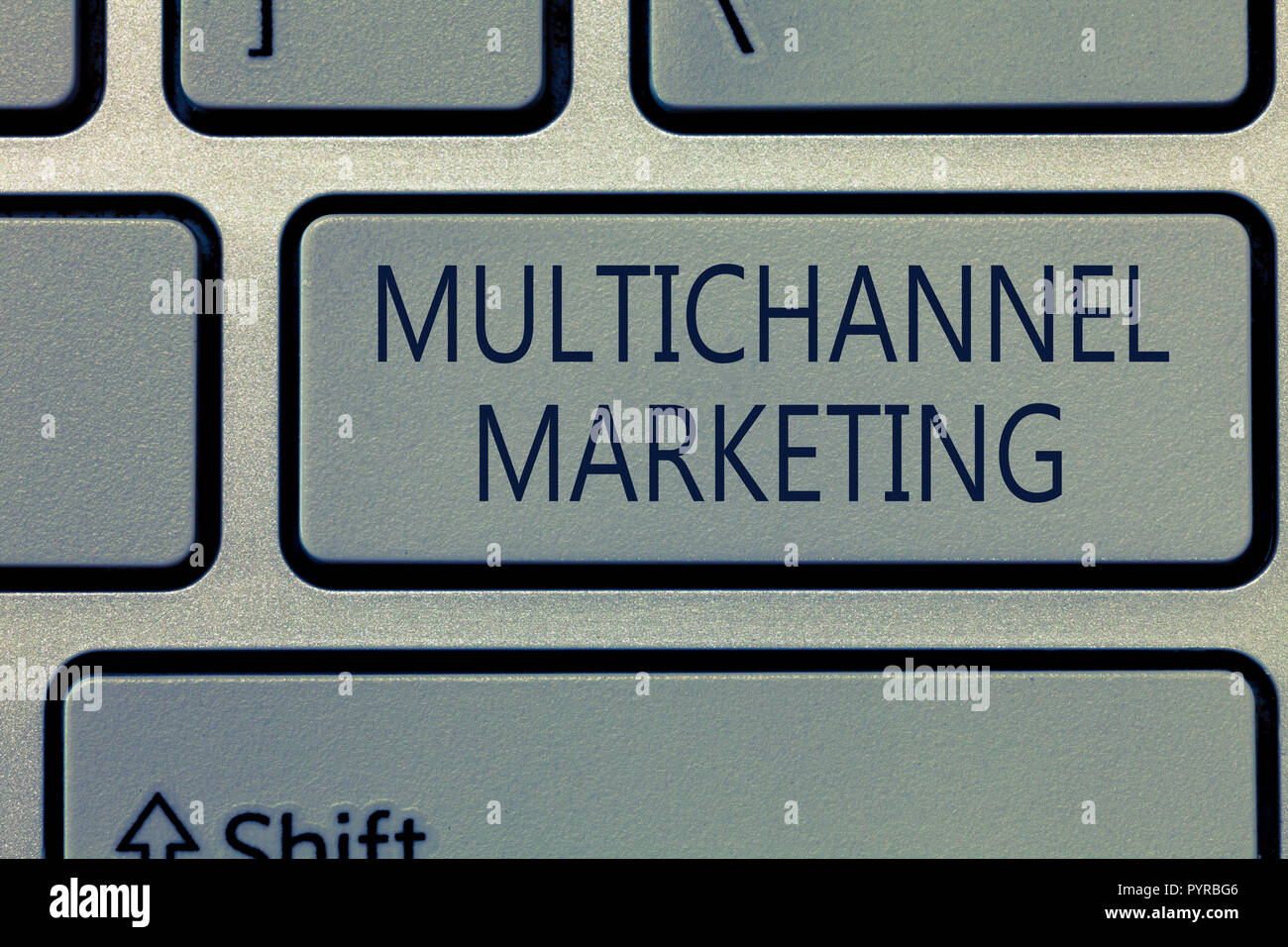 Writing note showing Multichannel Marketing. Business photo showcasing ...