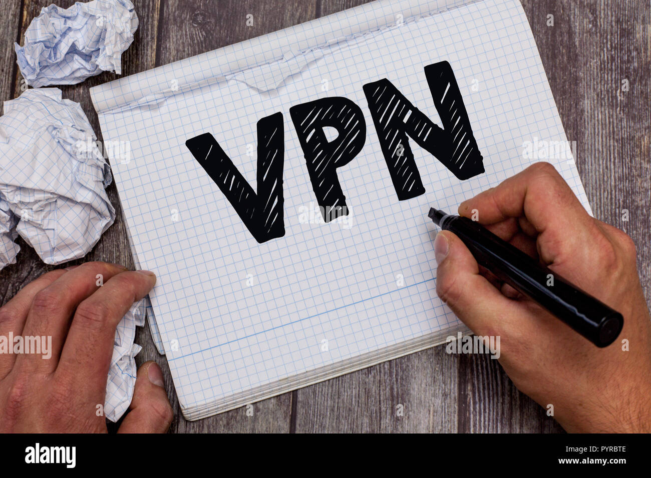 Handwriting text Vpn. Concept meaning Redirects your connection to the ...