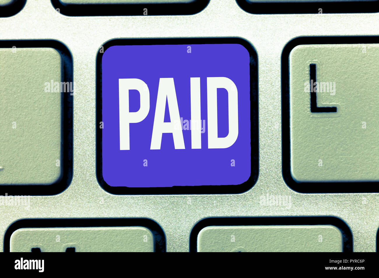 Text sign showing Paid. Conceptual photo Due for job done Ones receive ...
