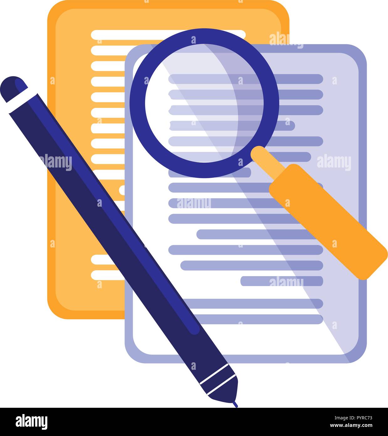 paper document with magnifying glass vector illustration design Stock ...