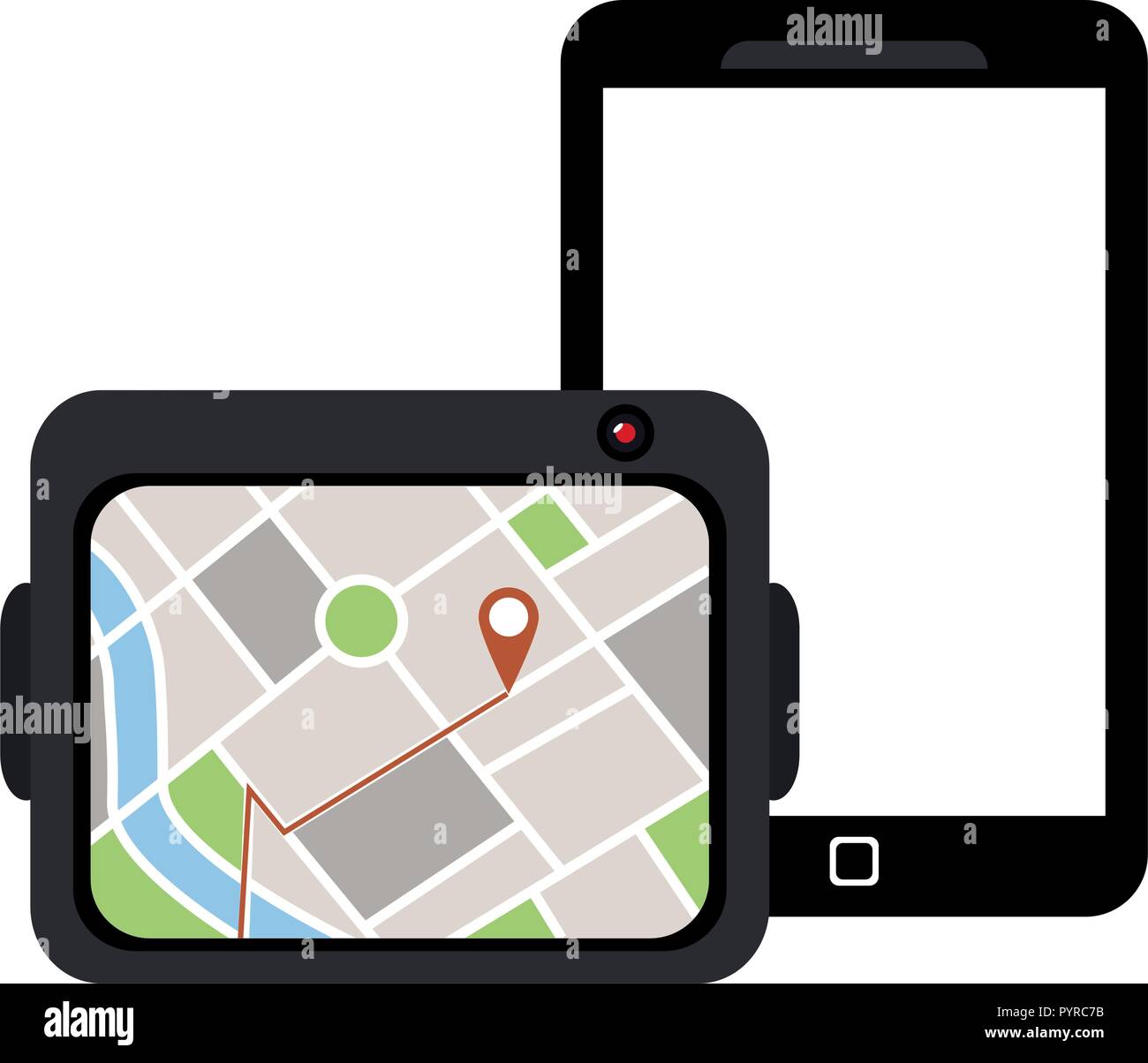 Smartphone and gps tracker vector illustration graphic design Stock ...