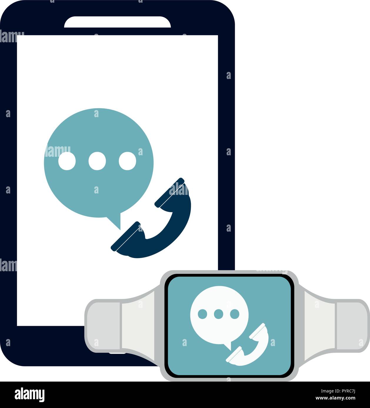 Smartphone and smartwatch devices vector illustration graphic design ...