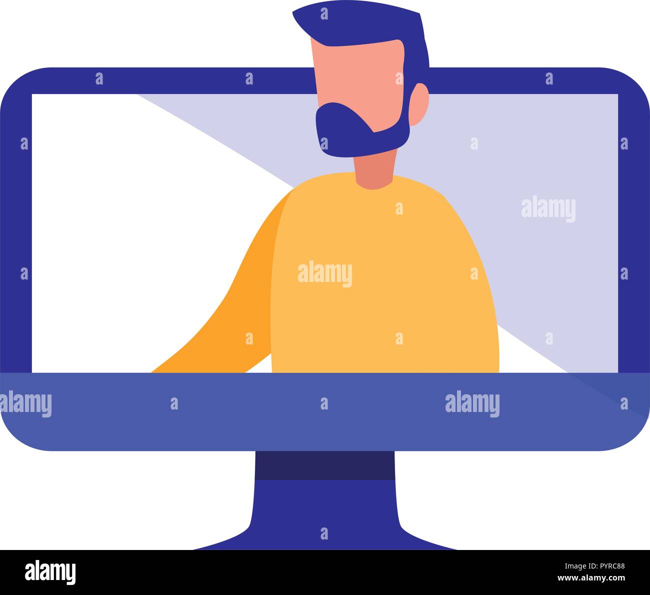 young man with computer vector illustration design Stock Vector Image ...
