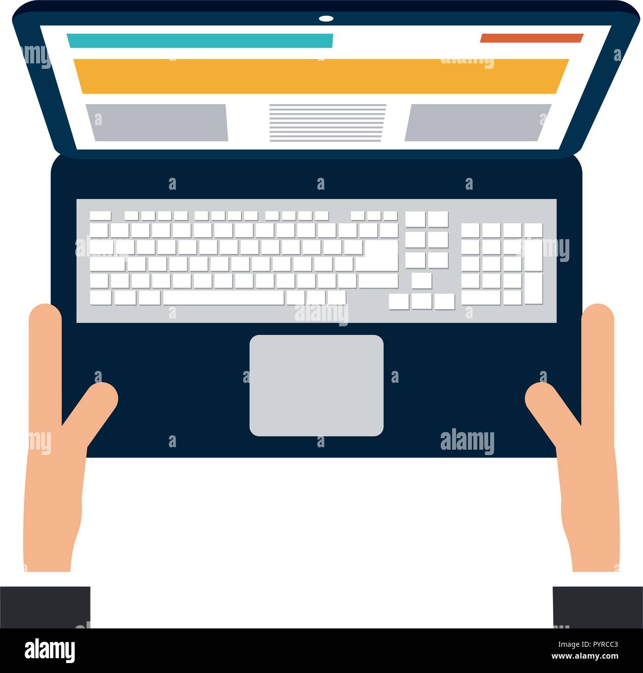 Hands using laptop isolated vector illustration graphic design Stock ...
