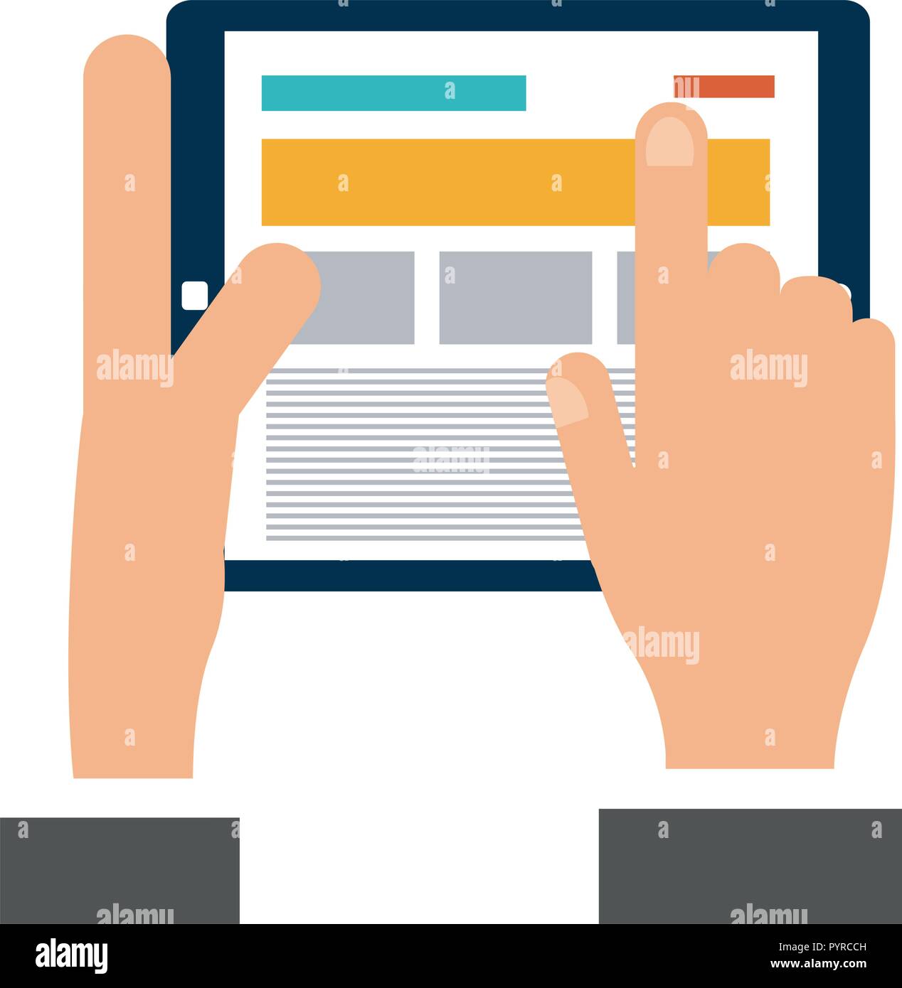 Hands using tablet vector illustration graphic design Stock Vector Image & Art - Alamy