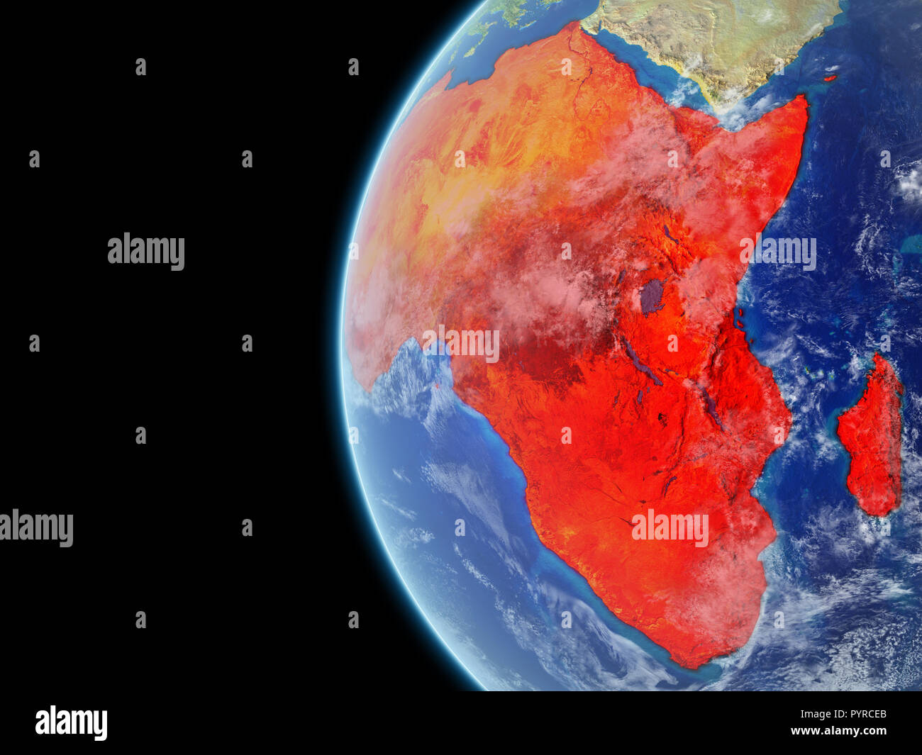 Africa from space on model of planet Earth with very detailed planet ...