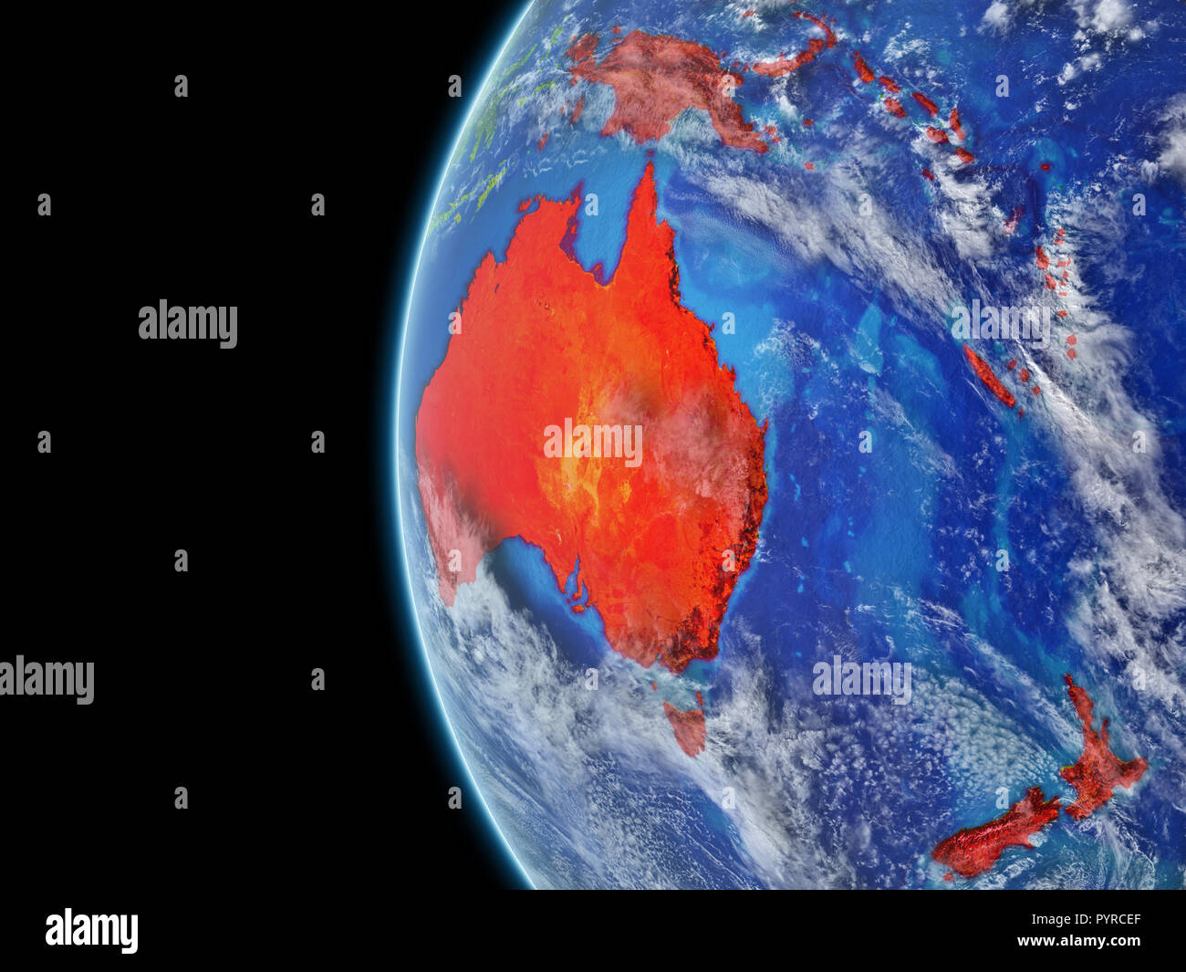 Australia from space on model of planet Earth with very detailed planet ...