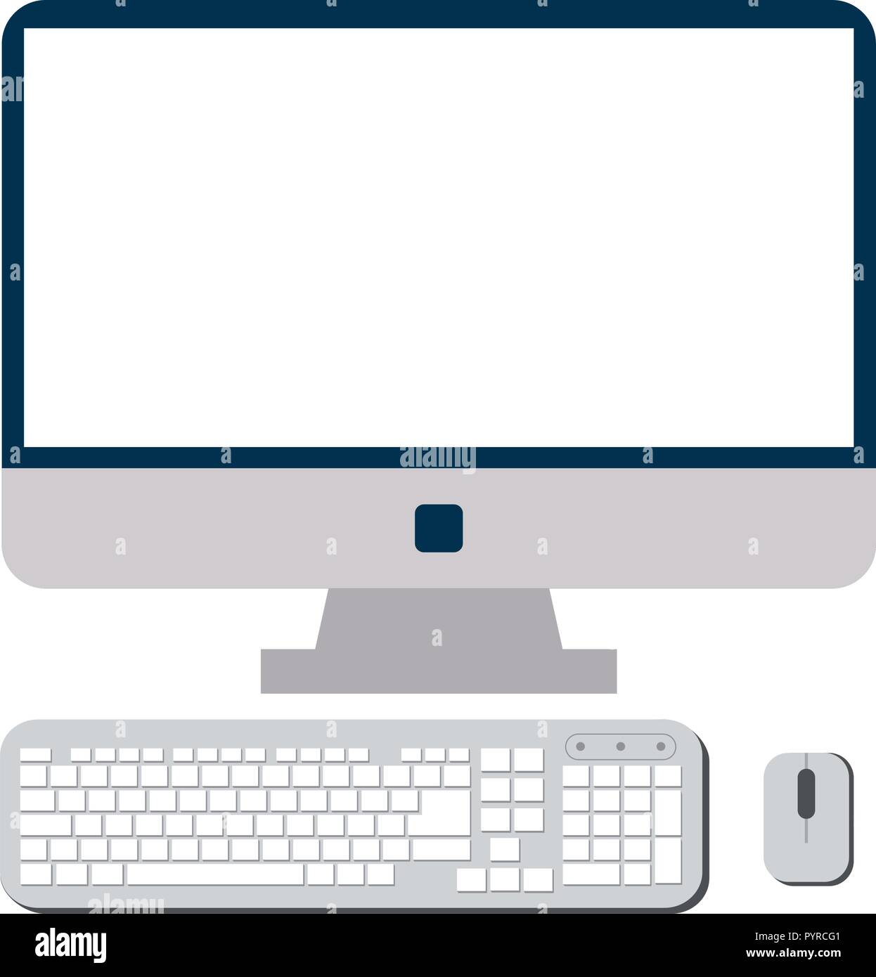 Computer with keyboard and mouse vector illustration graphic design ...