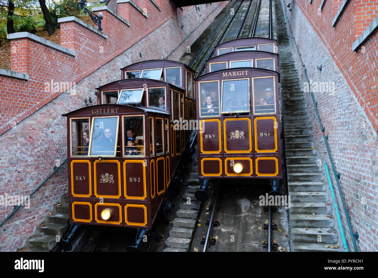 Funicular railway Buda Castle, Budapest, capital city of Hungary ...