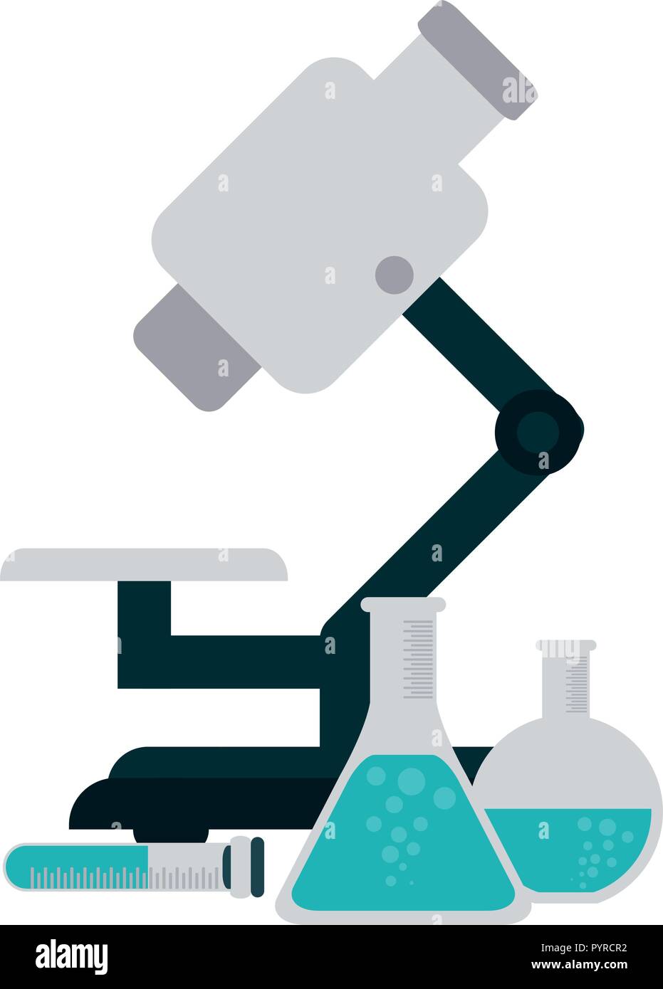 Microscope and chemistry flasks vector illustration graphic design ...
