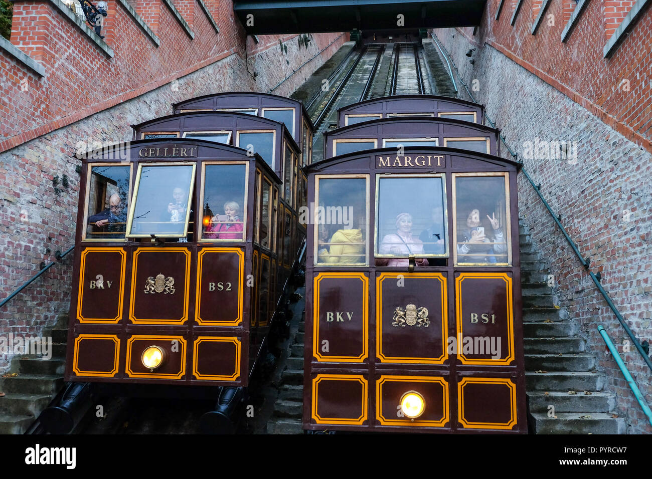 Funicular railway Buda Castle, Budapest, capital city of Hungary ...