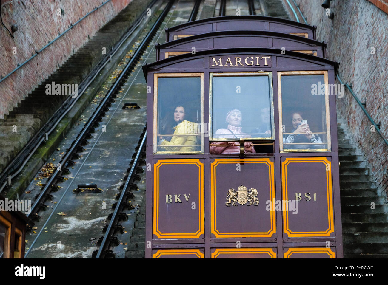 Funicular railway Buda Castle, Budapest, capital city of Hungary ...